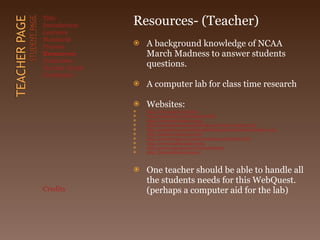 March Madness WebQuest | PPT