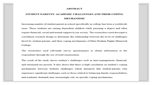 STUDENT-PARENTS’ ACADEMIC CHALLENGES AND THEIR COPING MECHANISMS.pptx ...