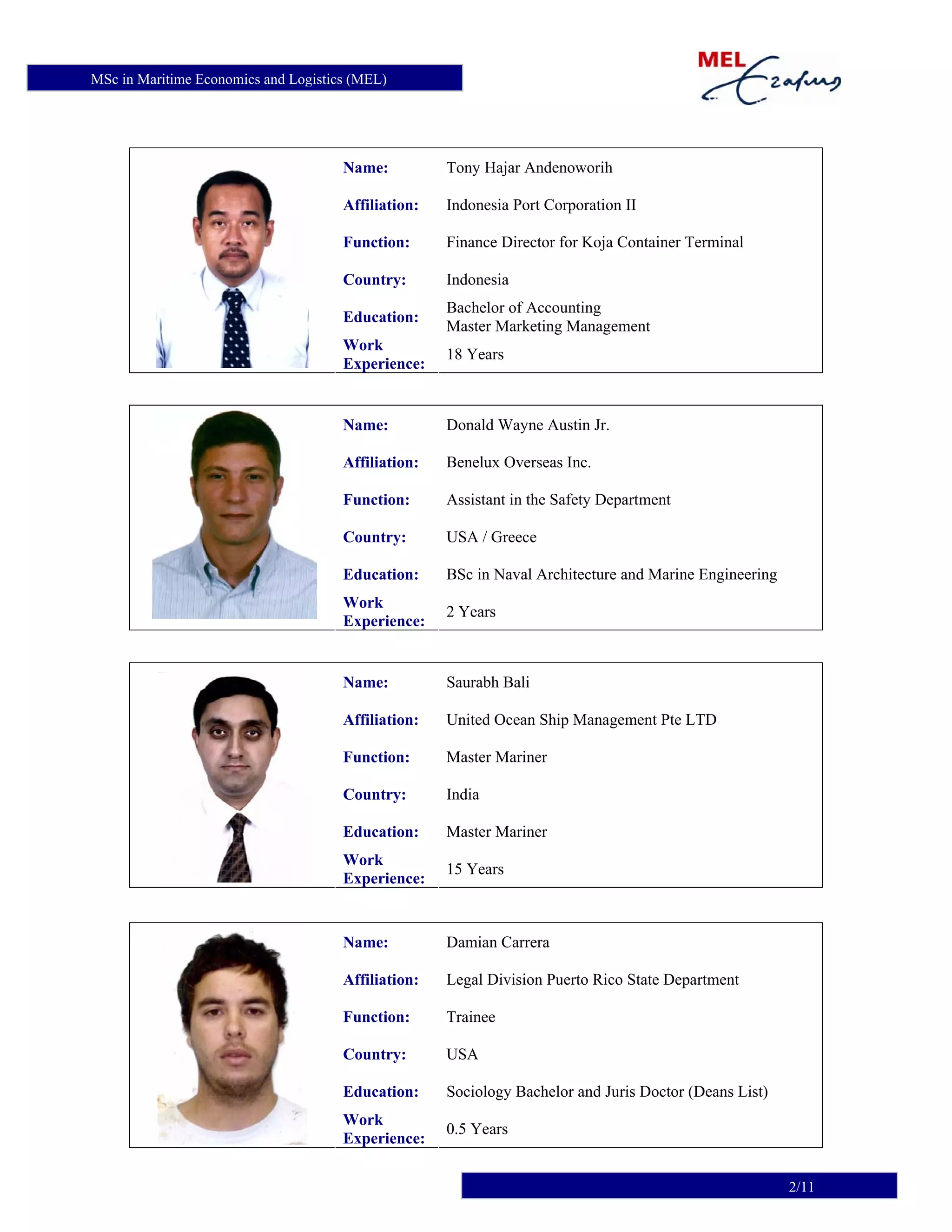 Student Profiles M E L Class 2010 | PDF