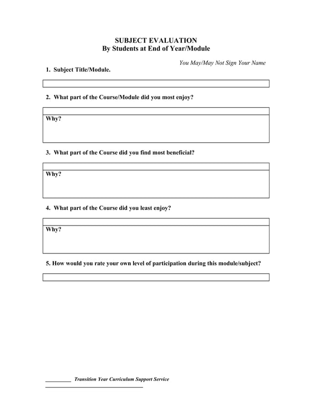 Student subject evaluation | DOC