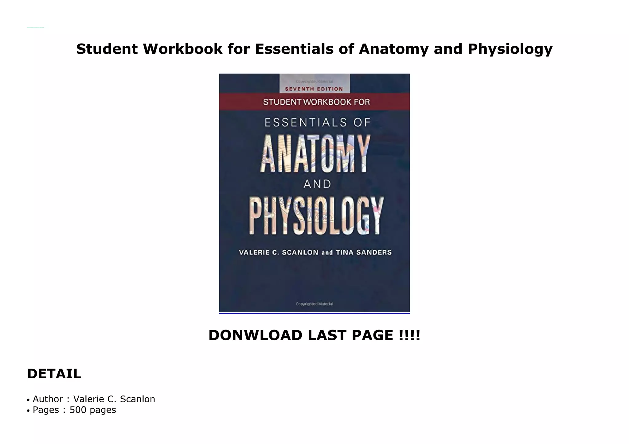 Student Workbook for Essentials of Anatomy and Physiology | PPT