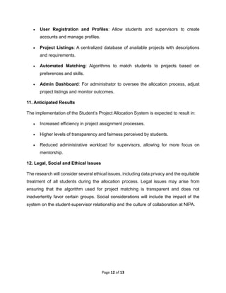 STUDENT’S PROJECT ALLOCATION AND MANAGEMENT SYSTEM | PDF