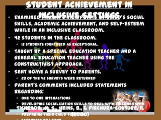 Student achievement & learning in an inclusive classroom | PPT