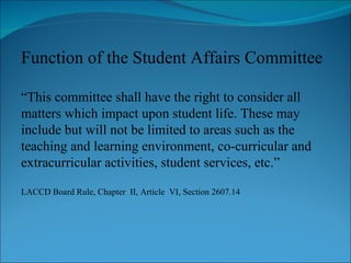 Student Affairs Committee | PPT
