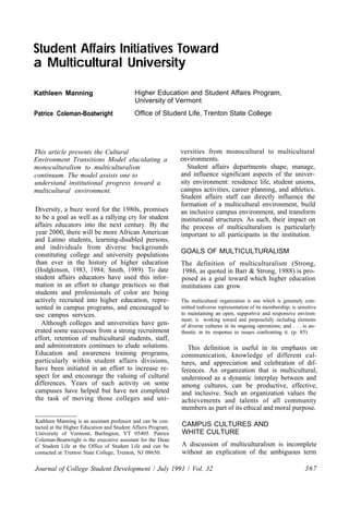 Student affairs initiativestoward a multicultural university | PDF