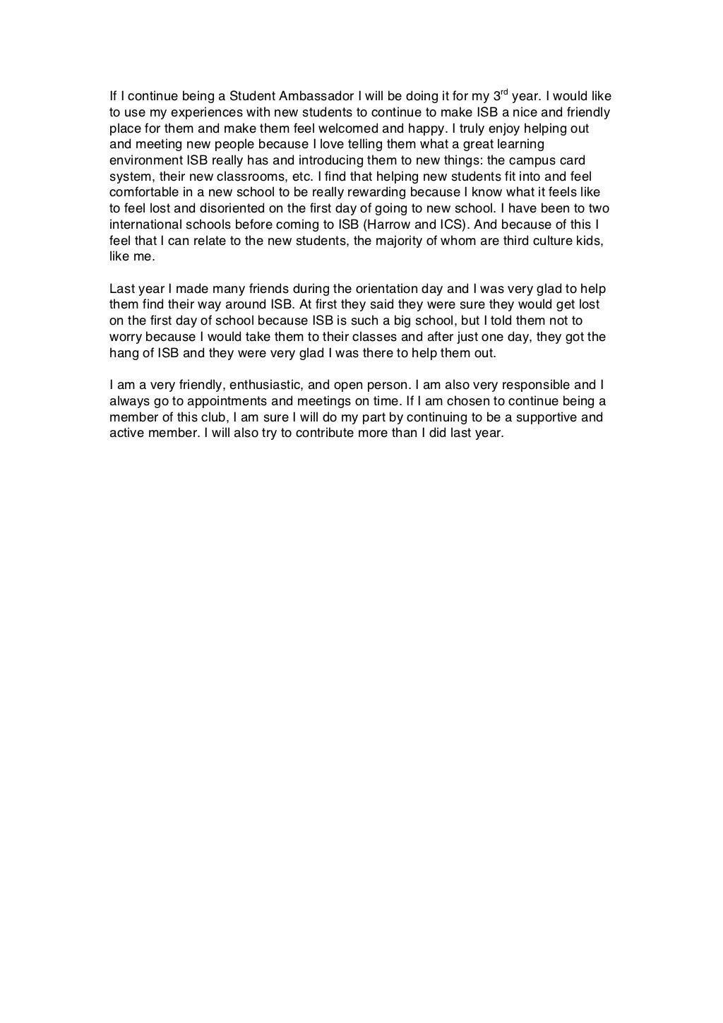 Student Ambassadors Essay Student Ambassadors Essay