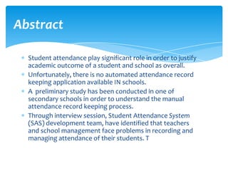 Student attendance system using barcode | PPTX