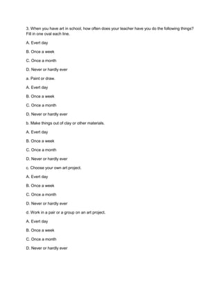 Student background questionnaire visual arts | DOCX