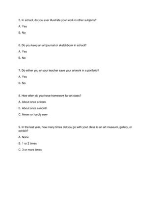 Student background questionnaire visual arts | DOCX