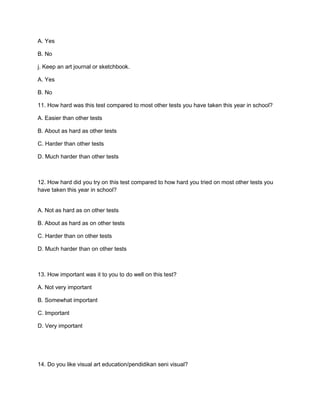 Student background questionnaire visual arts | DOCX