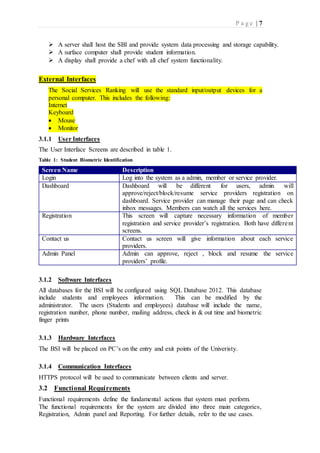 Student biometric identification srs | PDF