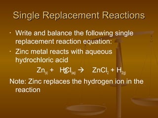 Single Replacement Reaction Equation