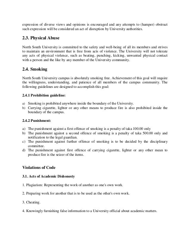 Student code of conduct