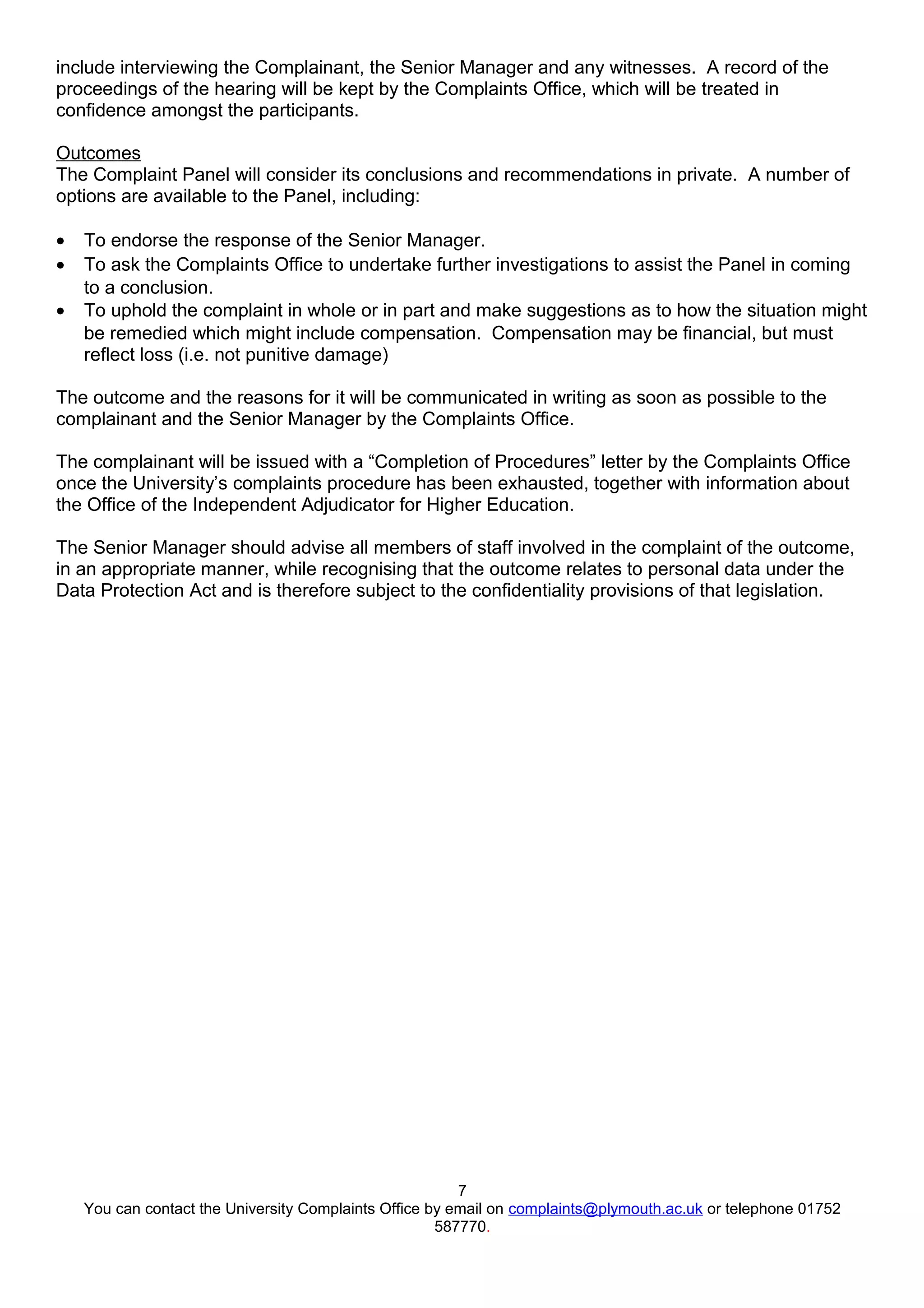 Student complaints procedure | DOC | Undergraduate Education | College Education