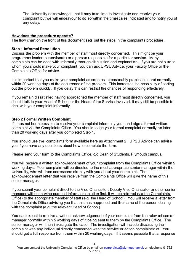 Student complaints procedure