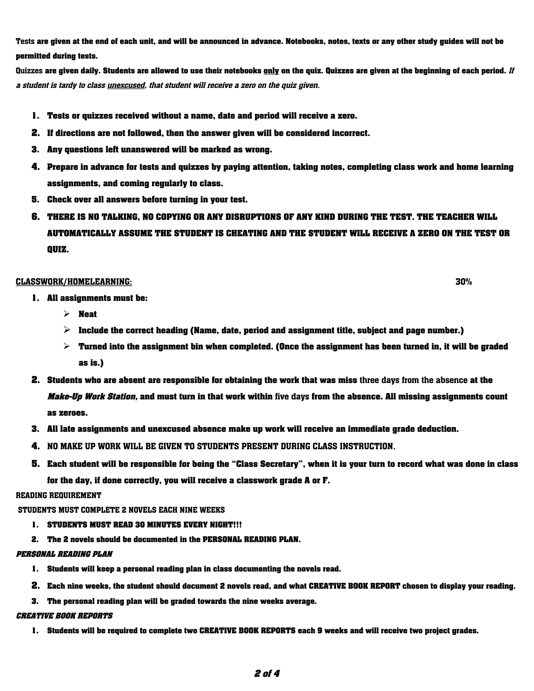 Student contract 9th grade | DOC