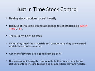 Student copy of year 11 business_stock_control_2 | PPT