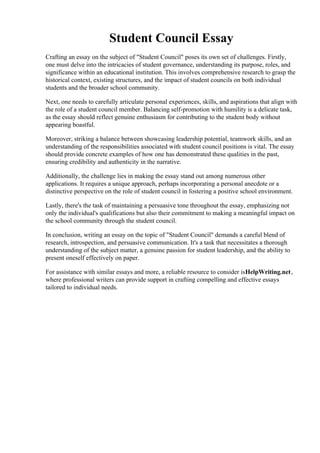 Student Council Essay. Ideas For Elementary Student Council | PDF