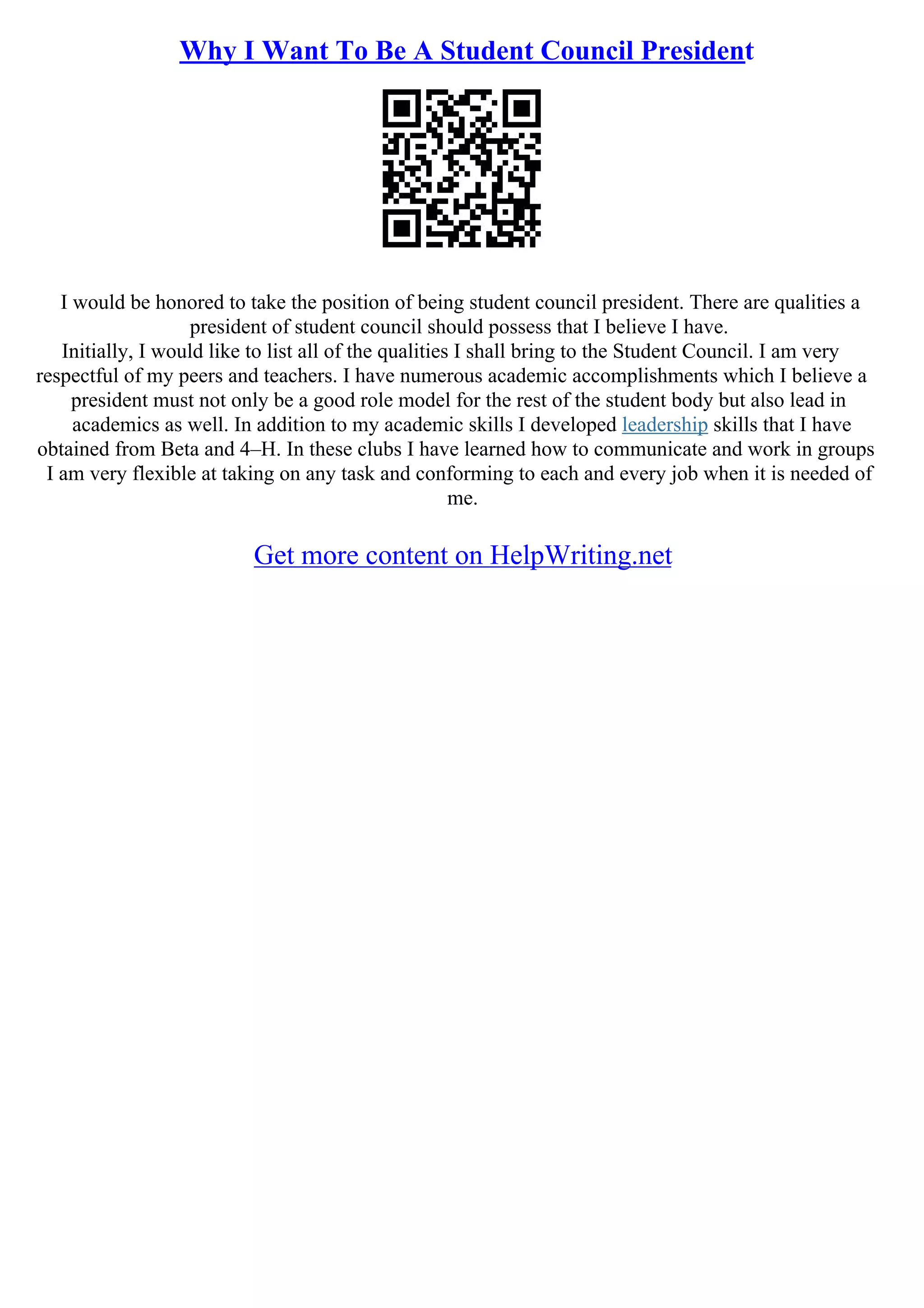 Student Council Essay Examples | PDF