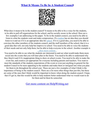 Student Council Essay Examples | PDF