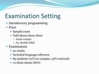 Student created cheat sheets in examinations | PPT