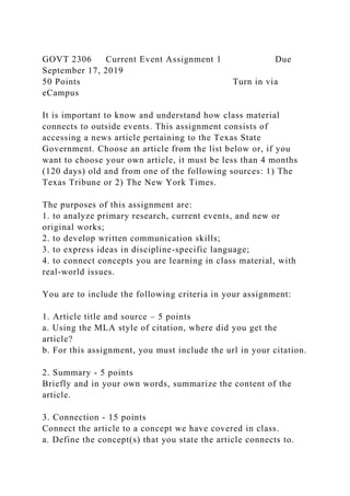 Student Current Event Rubric for Assignment 1 .docx