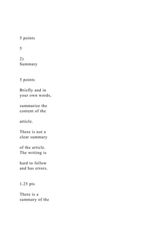 Student Current Event Rubric for Assignment 1 .docx