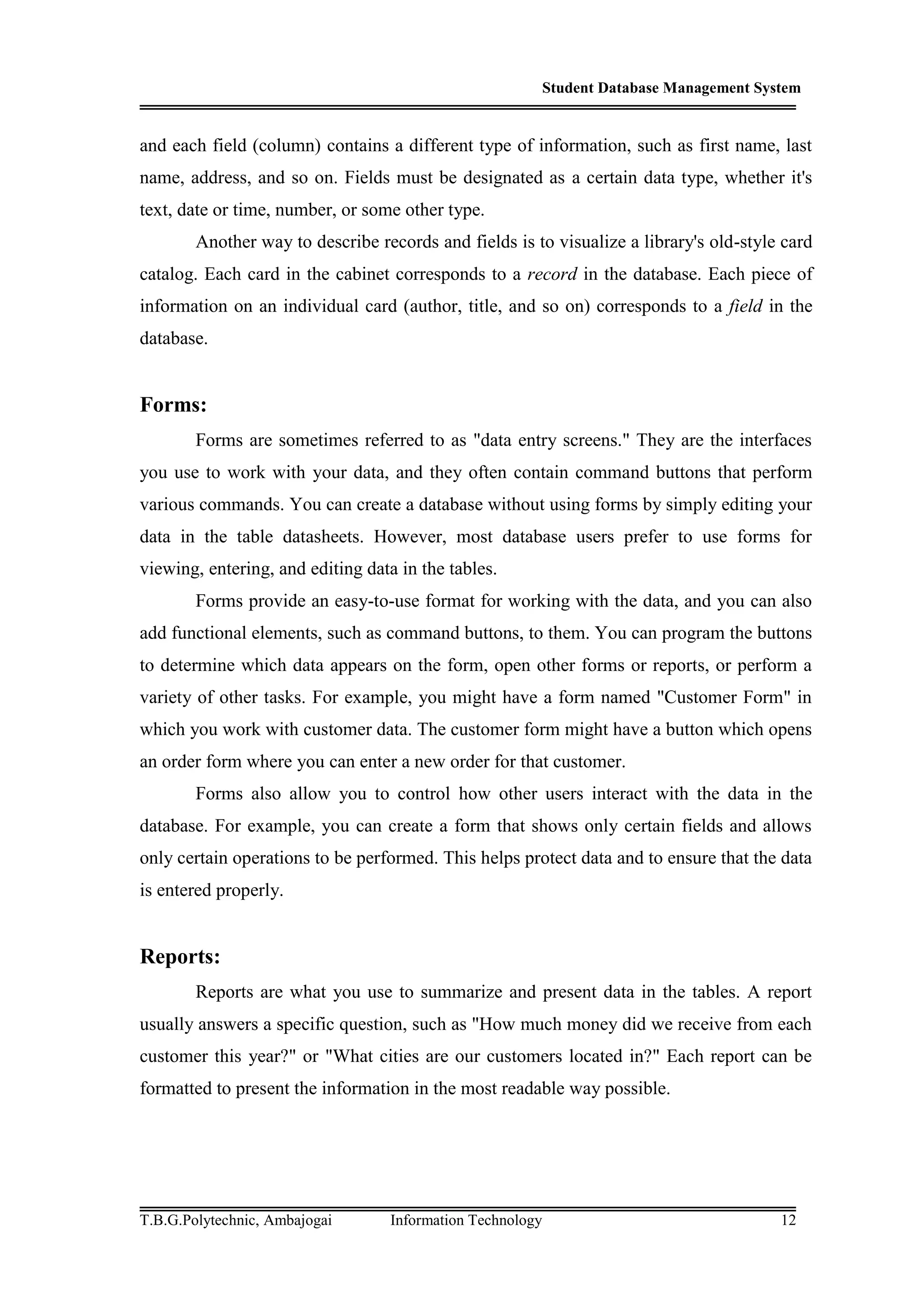 Student database management system | DOCX