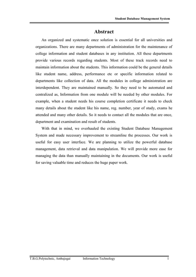 Student database management system | DOCX | Databases | Computer Software and Applications