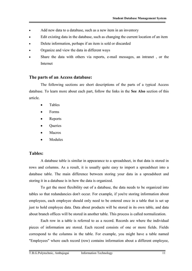Student database management system | DOCX | Databases | Computer Software and Applications
