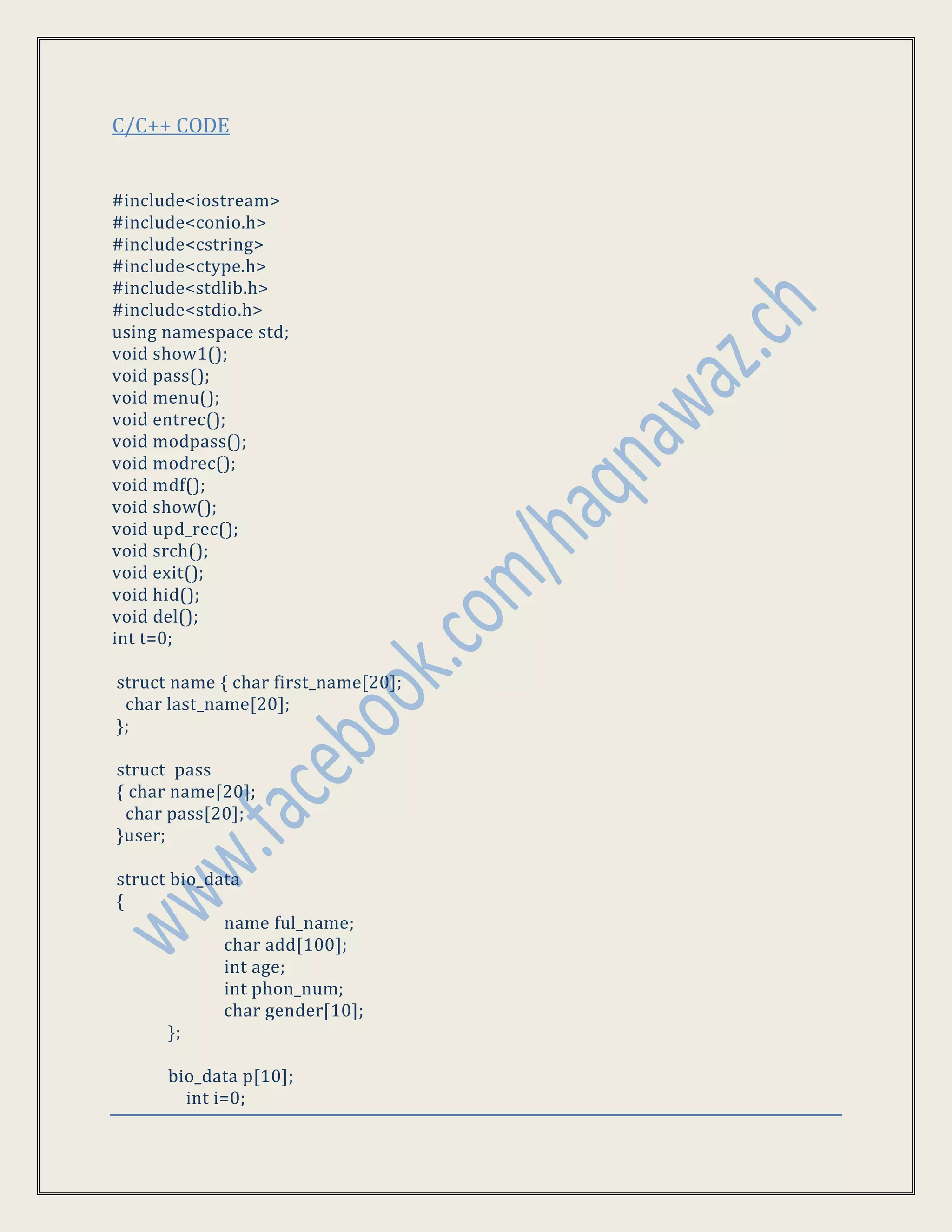 Student Data Base Using C/C++ Final Project | DOCX