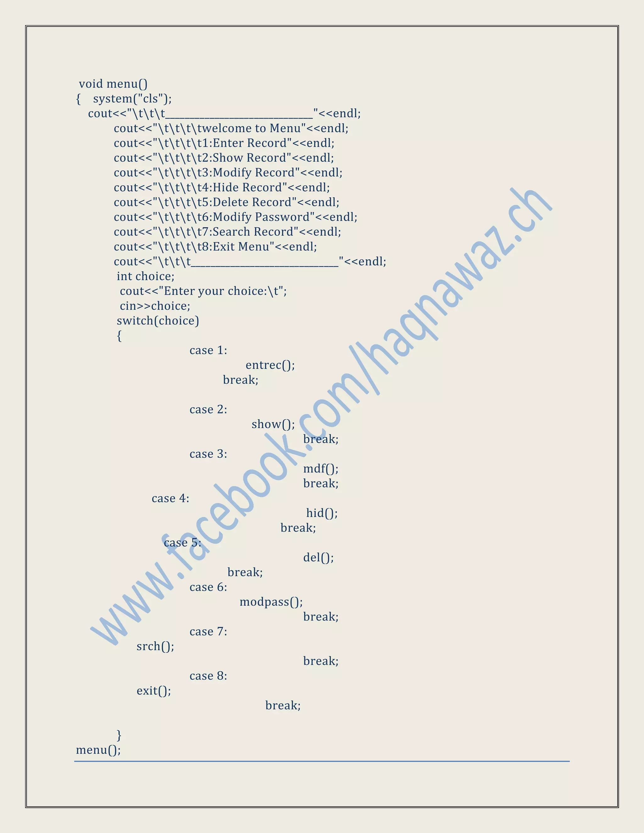 Student Data Base Using C/C++ Final Project | DOCX