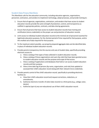 Student data privacy manifesto | DOCX