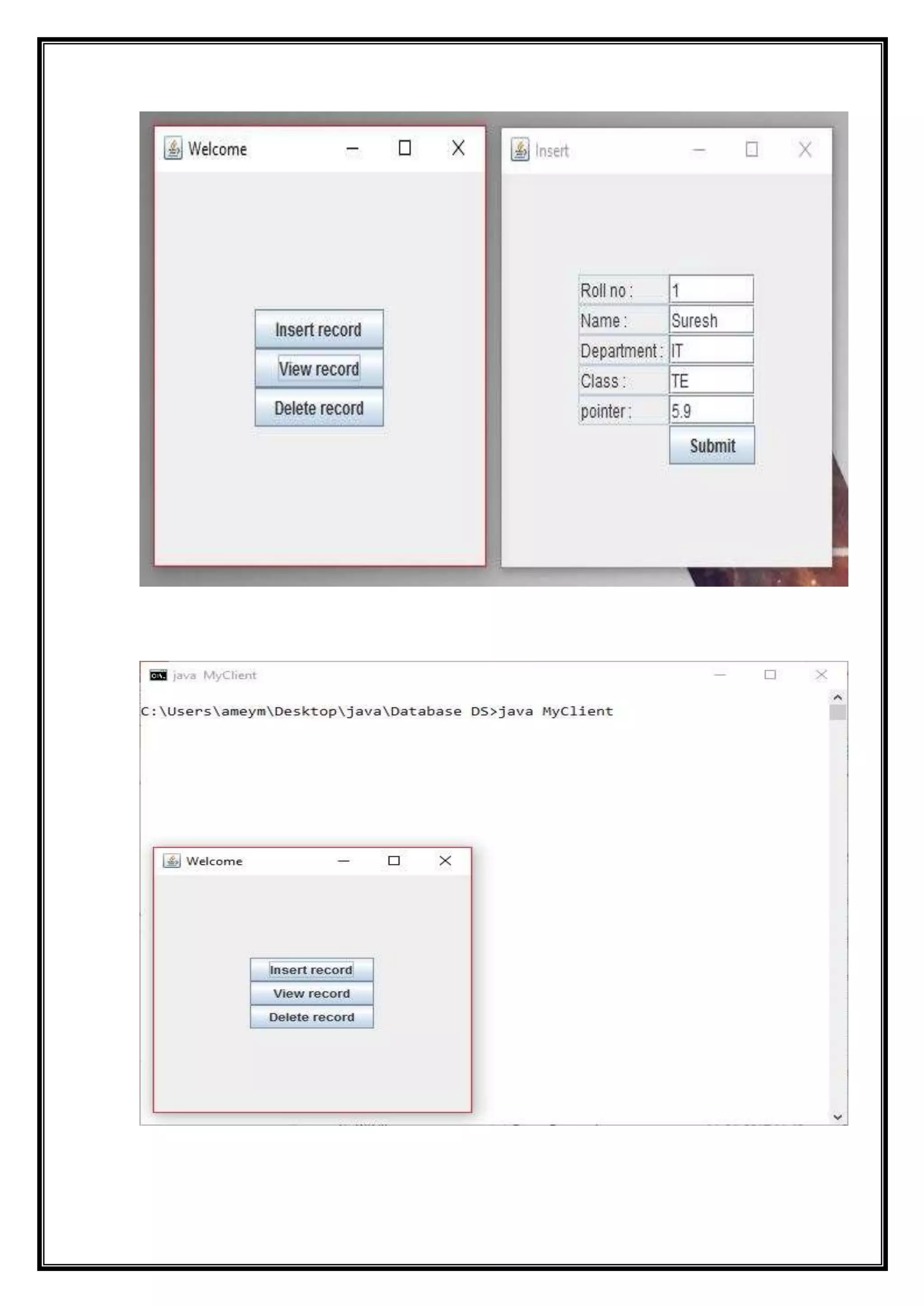 Report on mini project(Student database handling using RMI) | DOCX