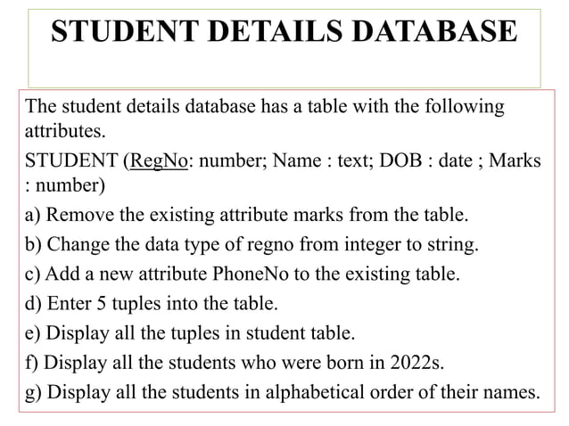 STUDENT DETAILS DATABASE.pptx | Free Download
