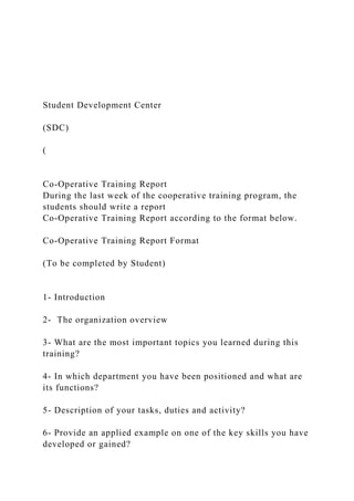 Student Development Center (SDC) ( Co-Operati.docx
