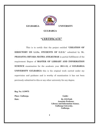 Directory of Department of Library and Information Science-1 | PDF