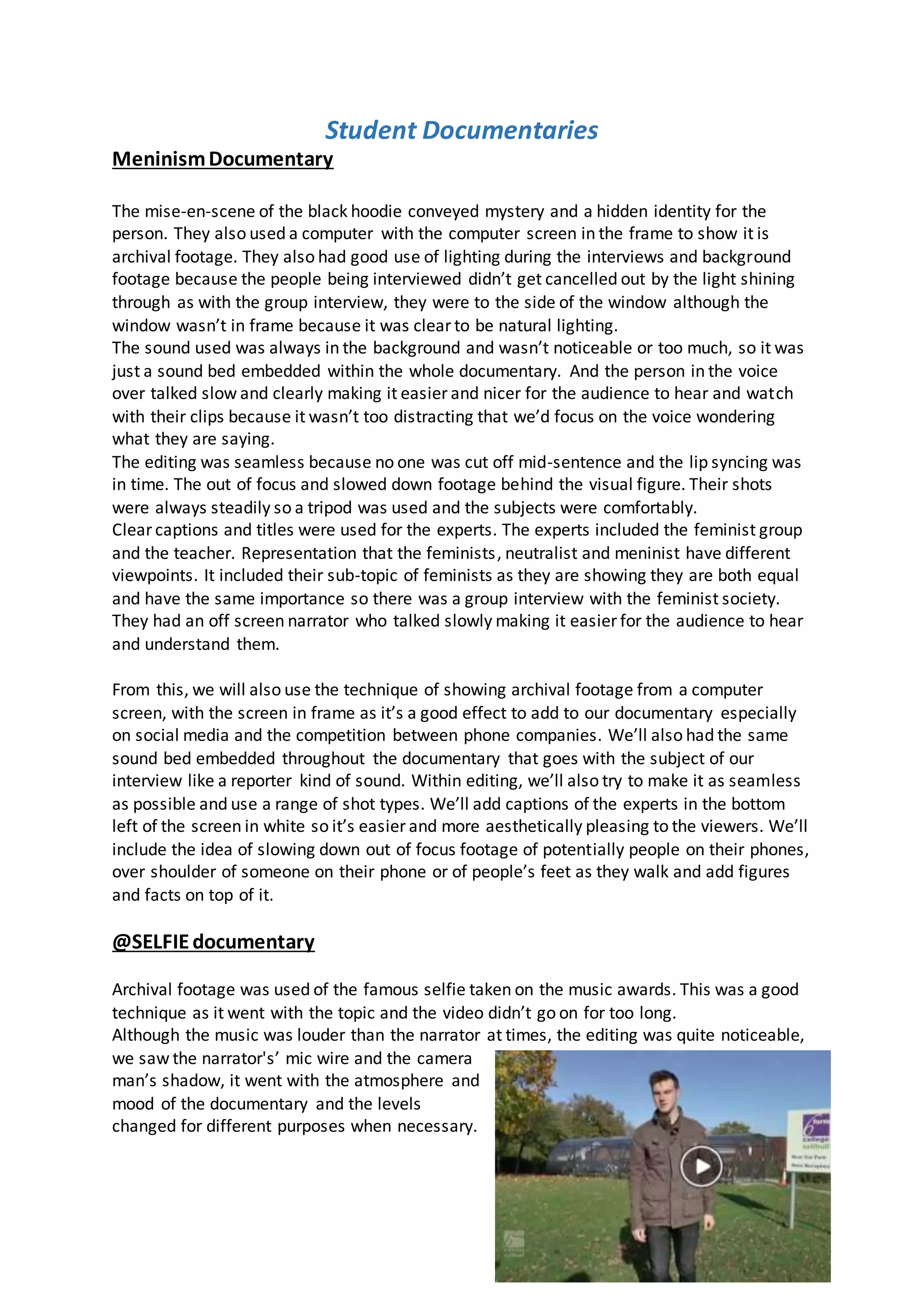 Student documentaries | PDF