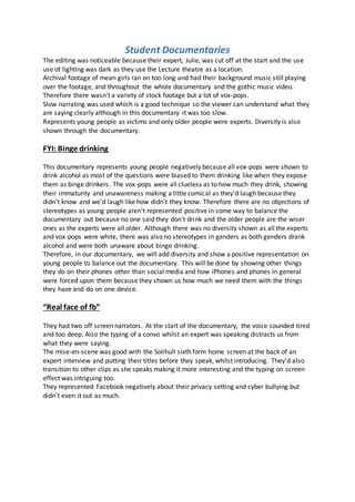 Student documentaries | PDF