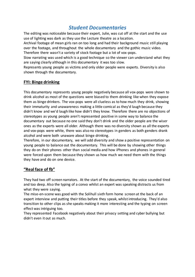 Student documentaries | PDF