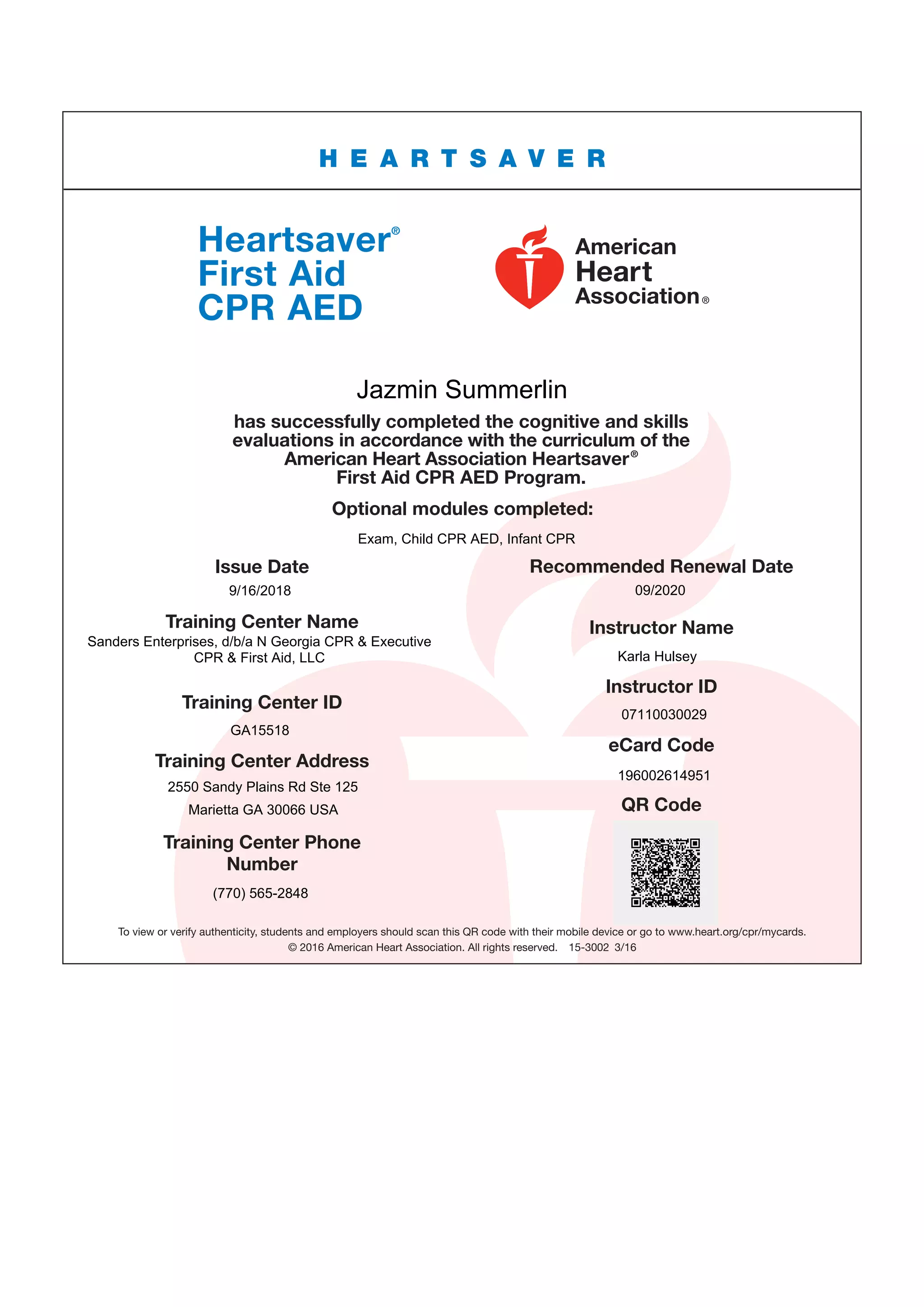 Cpr First Aid Certification Pdf