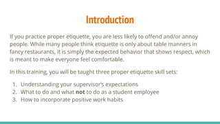 Student employment etiquette presentation | PPT