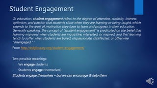 Student Engagement and Learning Needs: helping your students learn in ...