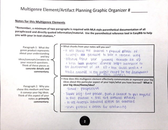 Student example of multigenre artifact planner | PDF