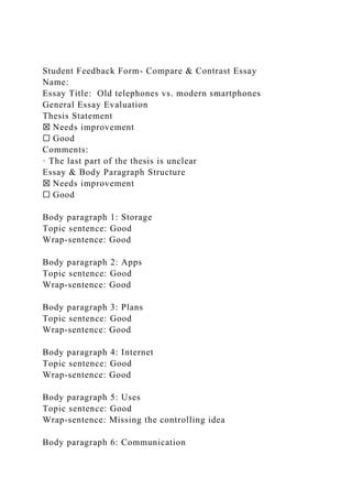 Student Feedback Form- Compare & Contrast EssayName Essay T.docx