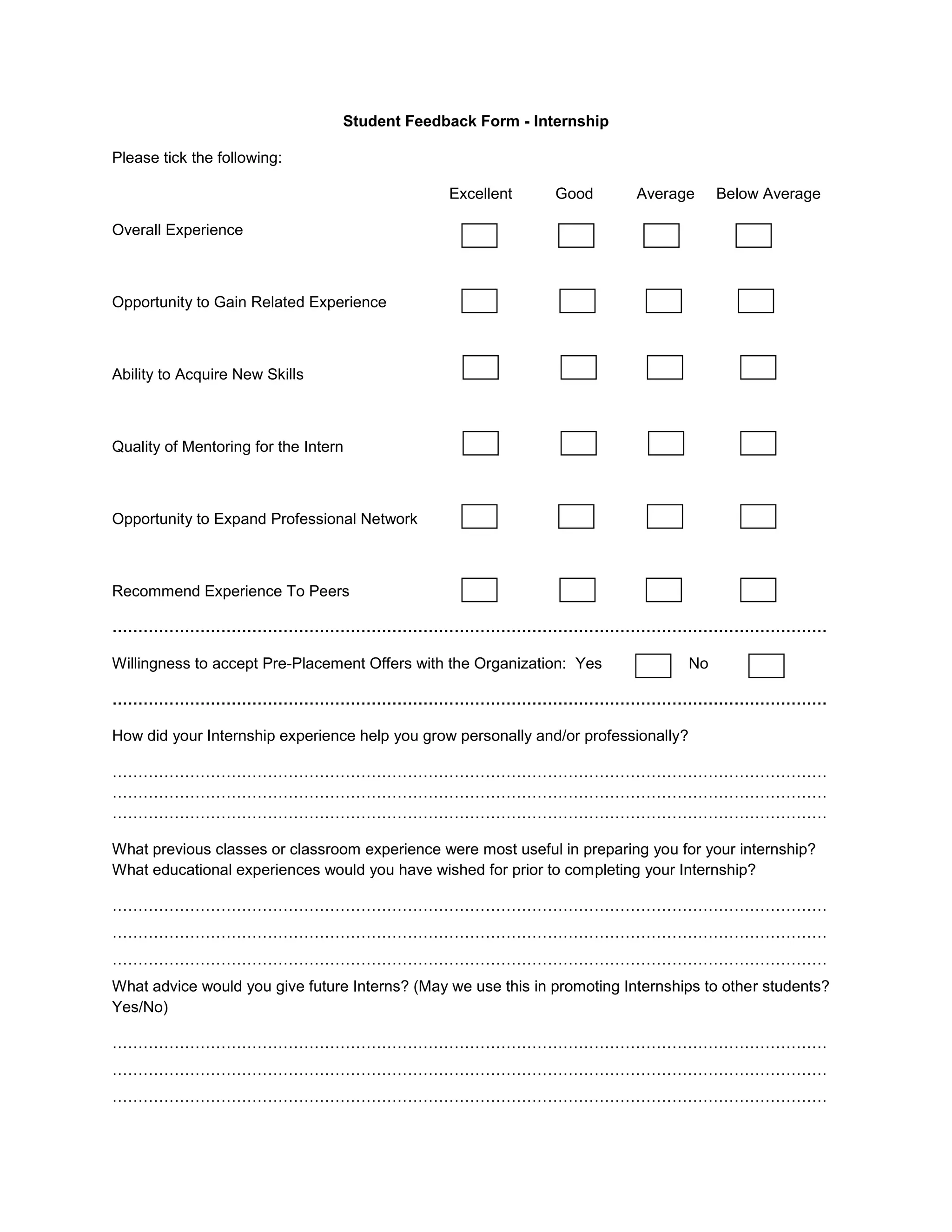 Student feedback form (1) | PDF