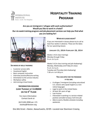 HOSPITALITY TRAINING PROGRAM flyer_2013 | PDF