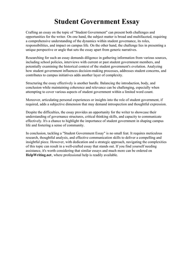 Student Government Essay | PDF