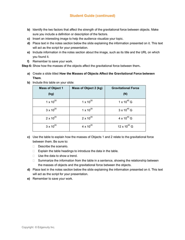 Student Guide - Gravity Presentation.pdf | Desktop Publishing | Computer Software and Applications