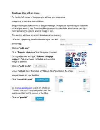 Student guide for creating a blog on www.wordpress.com